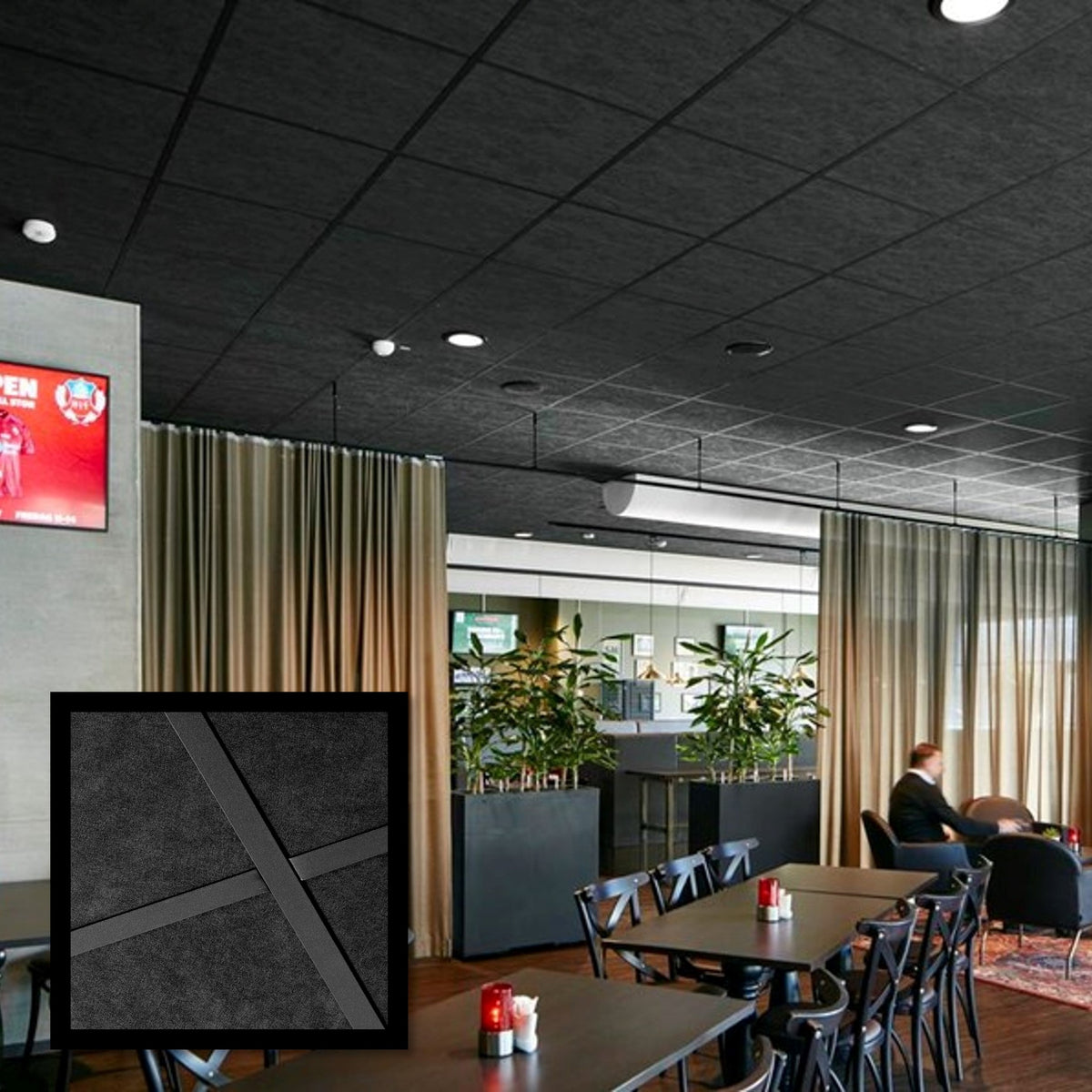 Ecophon Sombra Black 1200 x 600mm Square Edge Ceiling Tiles